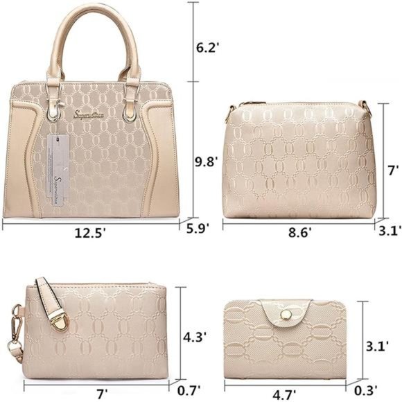 Bags | 4 Sets Of Womens Fashion Handbags Tote Bags Shoulder Purse Set ...